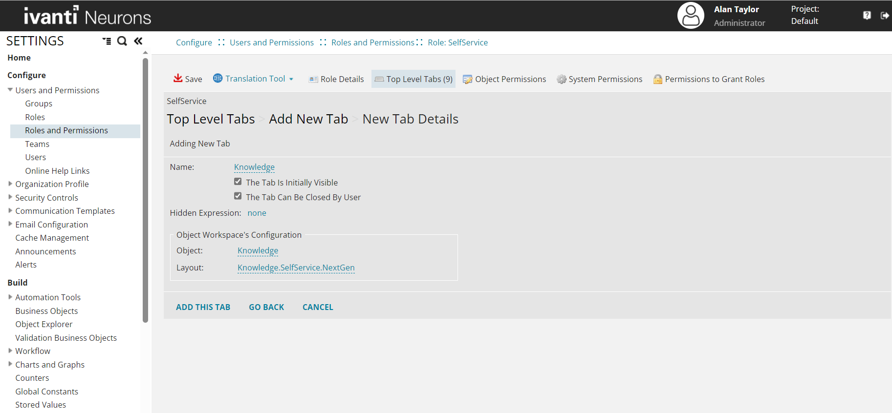 Creating and Configuring the Knowledge Workspace